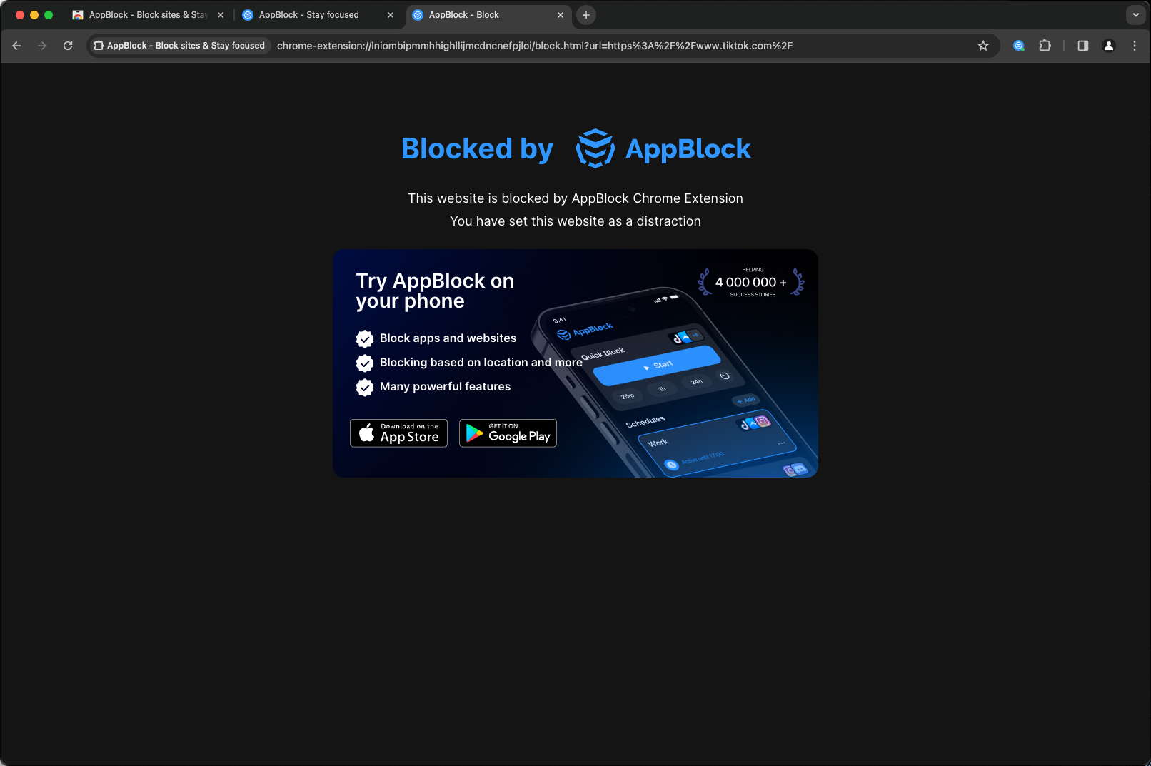 Extensions - AppBlock - Stay focused on iOS and Android